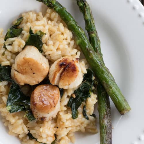 Seared Scallops Over Kale Risotto – Erin Brighton